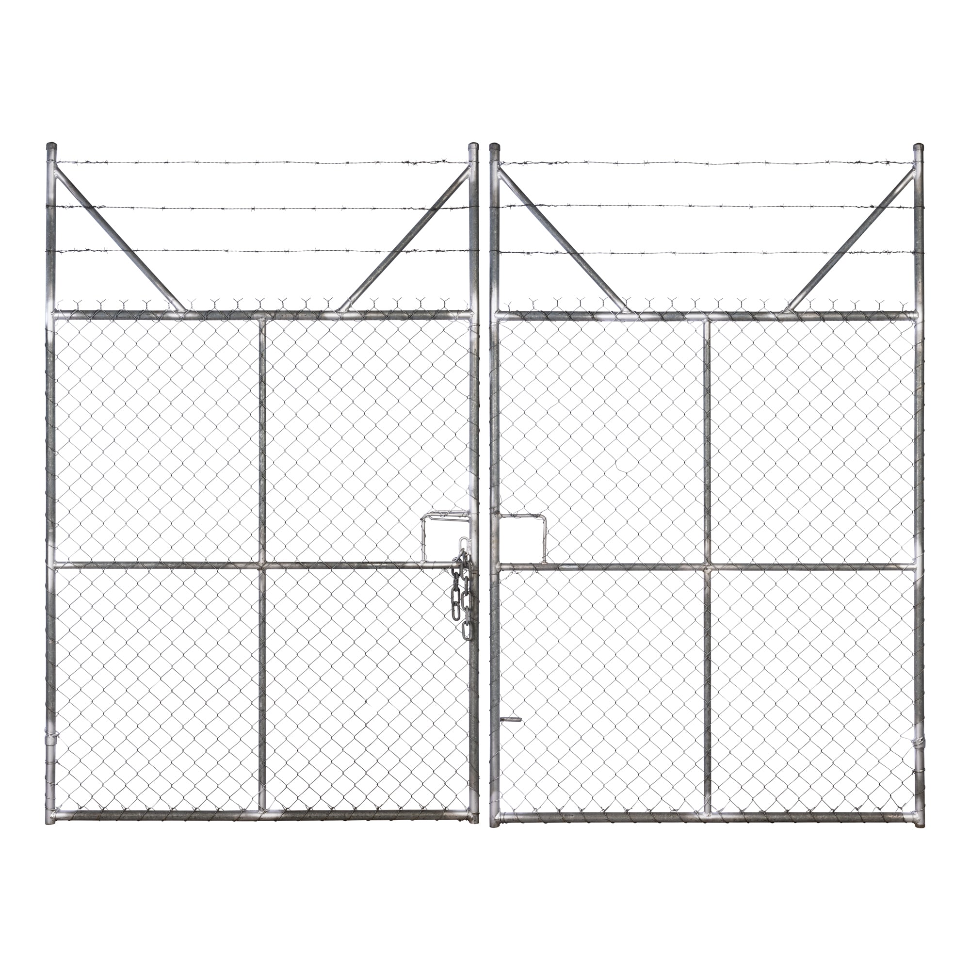 Chain-link Barb Top Double Gate Galvanised - Otter Fencing - Chain-link ...
