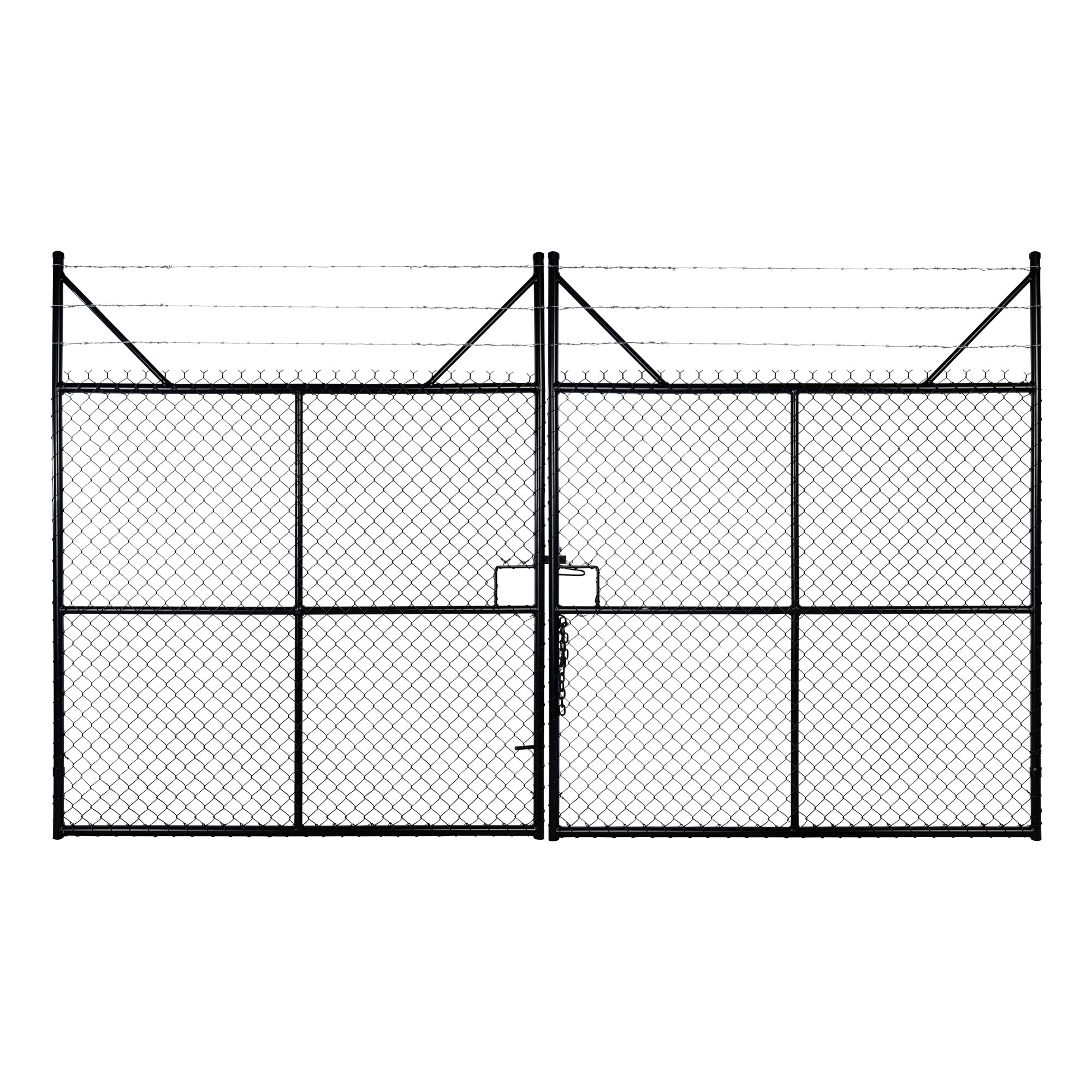 Chain-link Barb Top Double Gate Powder Coated Black - Otter Fencing ...